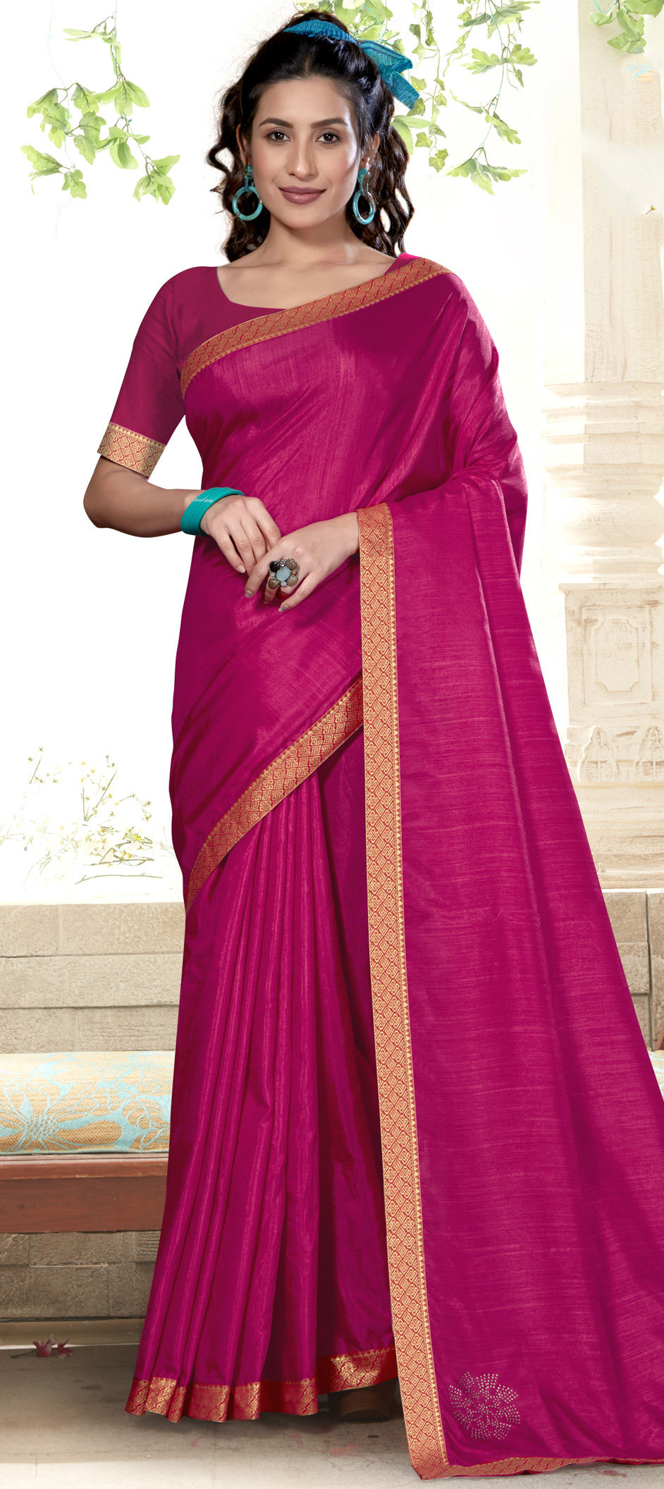 Casual, Traditional Pink and Majenta color Art Silk, Silk fabric Saree ...