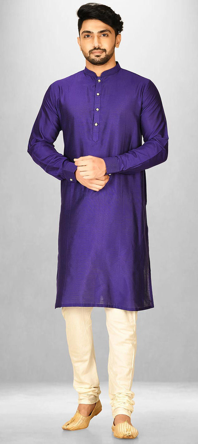 Party Wear Purple and Violet color Poly Silk fabric Kurta Pyjamas : 1889927