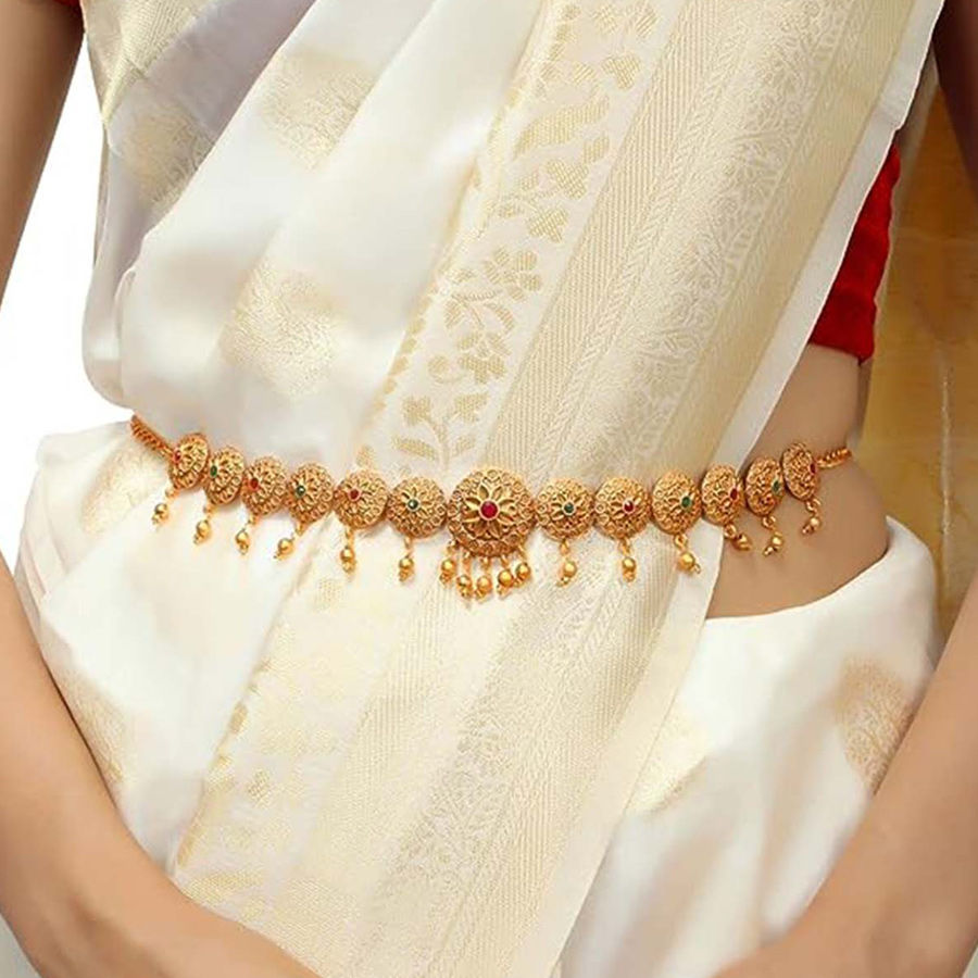 Red and Maroon color Metal Alloy metal Waist Chain : 1890166