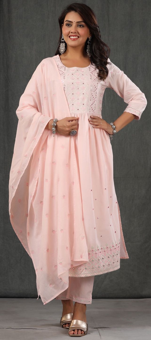 Reception, Summer Pink and Majenta color Cotton fabric Salwar Kameez ...