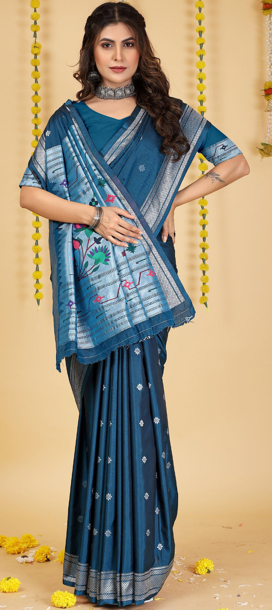 Party Wear, Traditional Blue color Banarasi Silk fabric Saree : 1892057