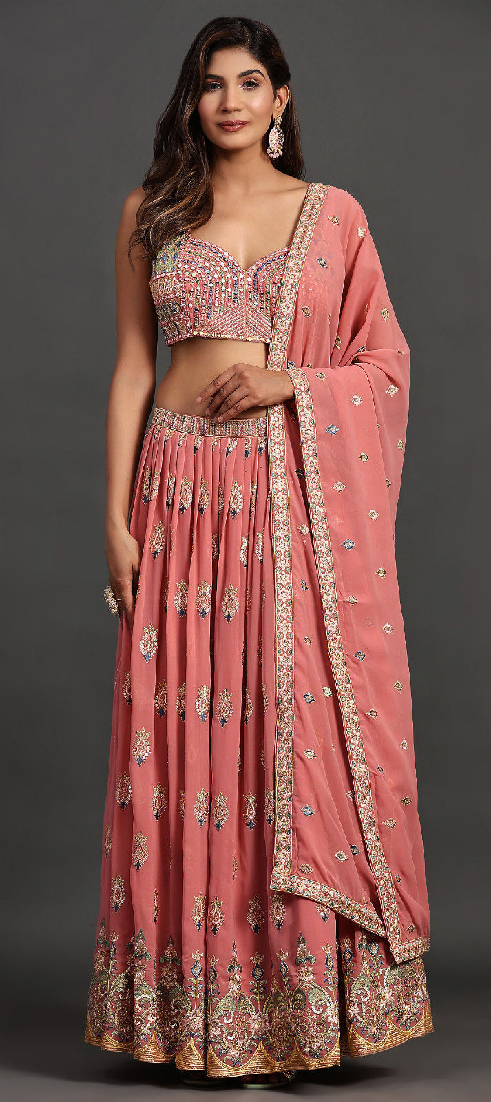 Mehendi Sangeet, Reception Pink and Majenta color Georgette fabric ...