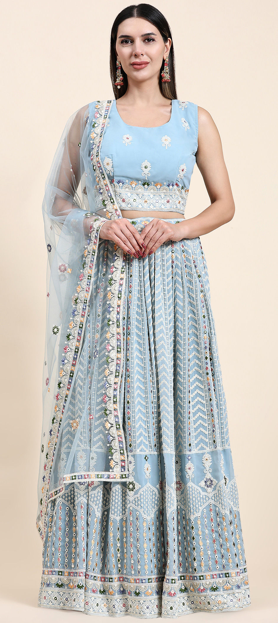 Party Wear, Reception, Wedding Blue color Georgette fabric Ready to ...