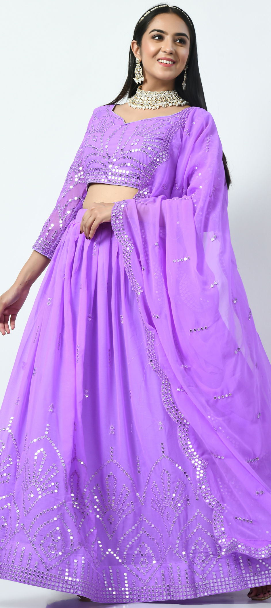 Reception, Wedding Purple and Violet color Georgette fabric Lehenga ...
