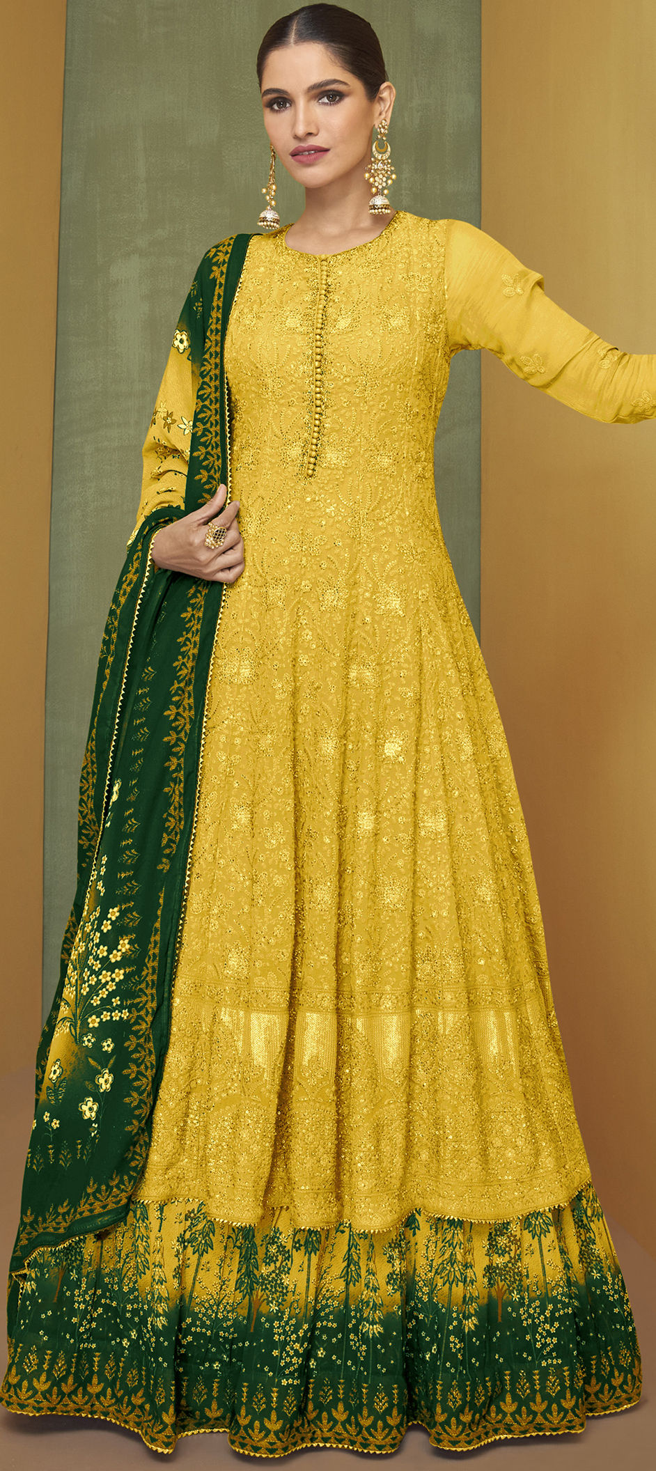 Festive, Party Wear Yellow color Georgette fabric Salwar Kameez : 1894547