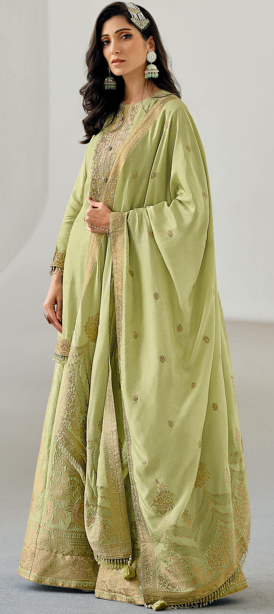 Festive, Party Wear, Wedding Green color Viscose fabric Salwar Kameez ...
