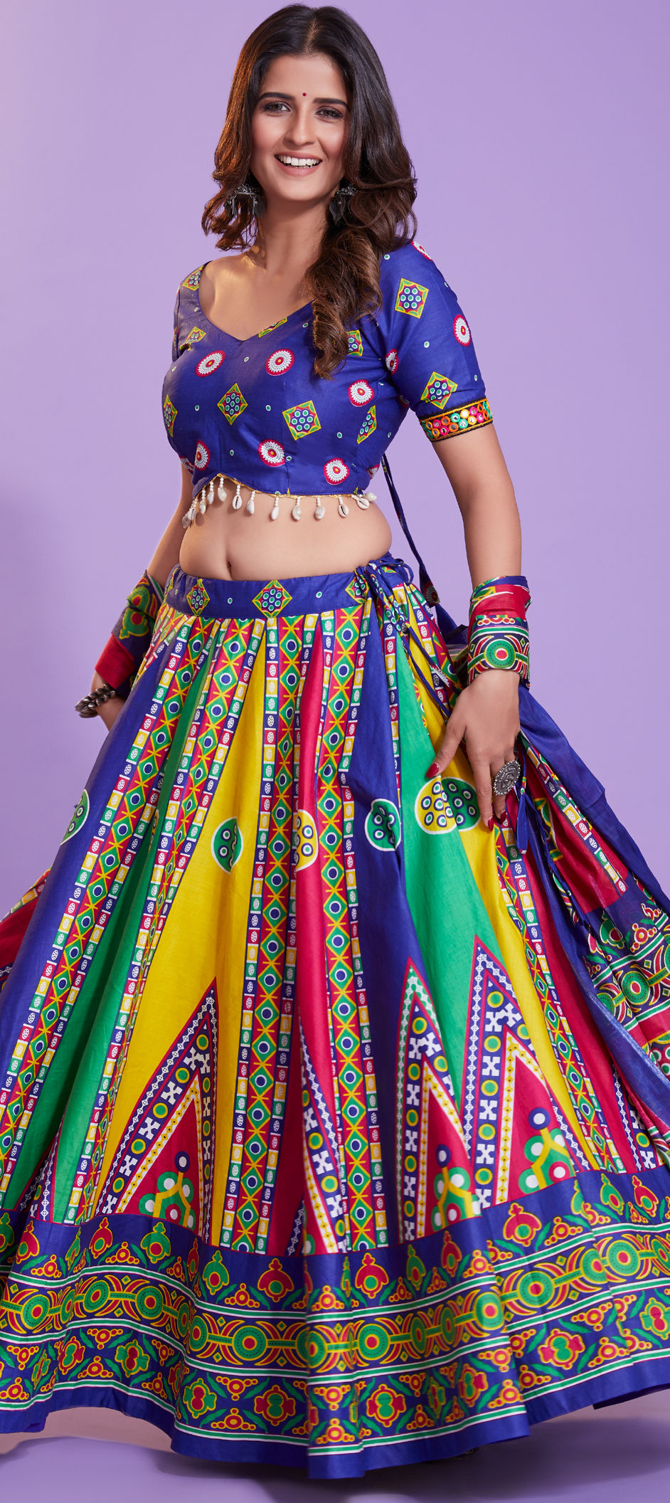 Festive, Navratri, Reception Multicolor color Cotton fabric Ready to ...