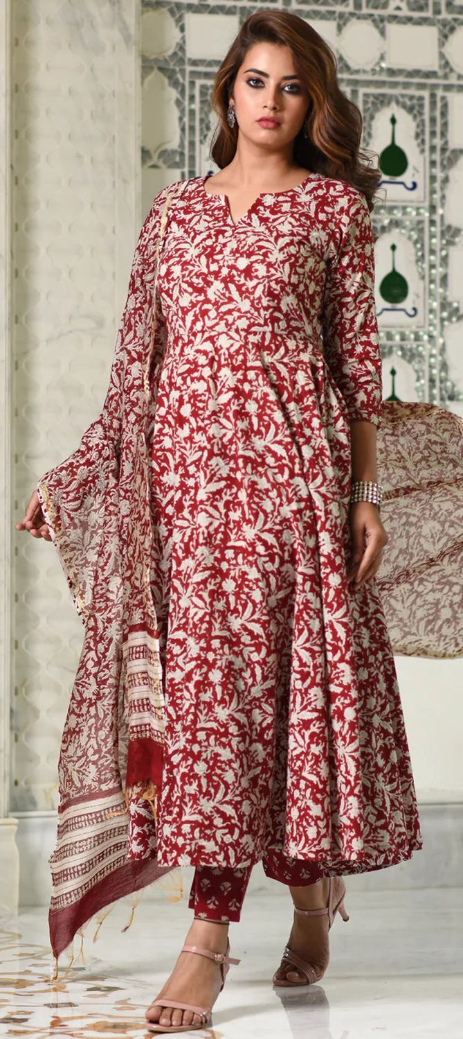 Festive, Party Wear, Reception Red and Maroon color Rayon fabric Salwar ...