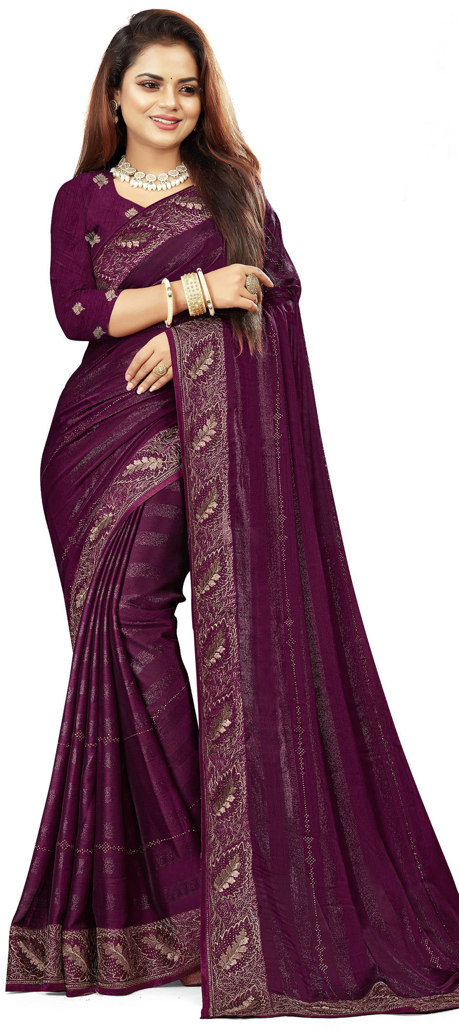 Festive, Reception Purple and Violet color Georgette fabric Saree : 1897406