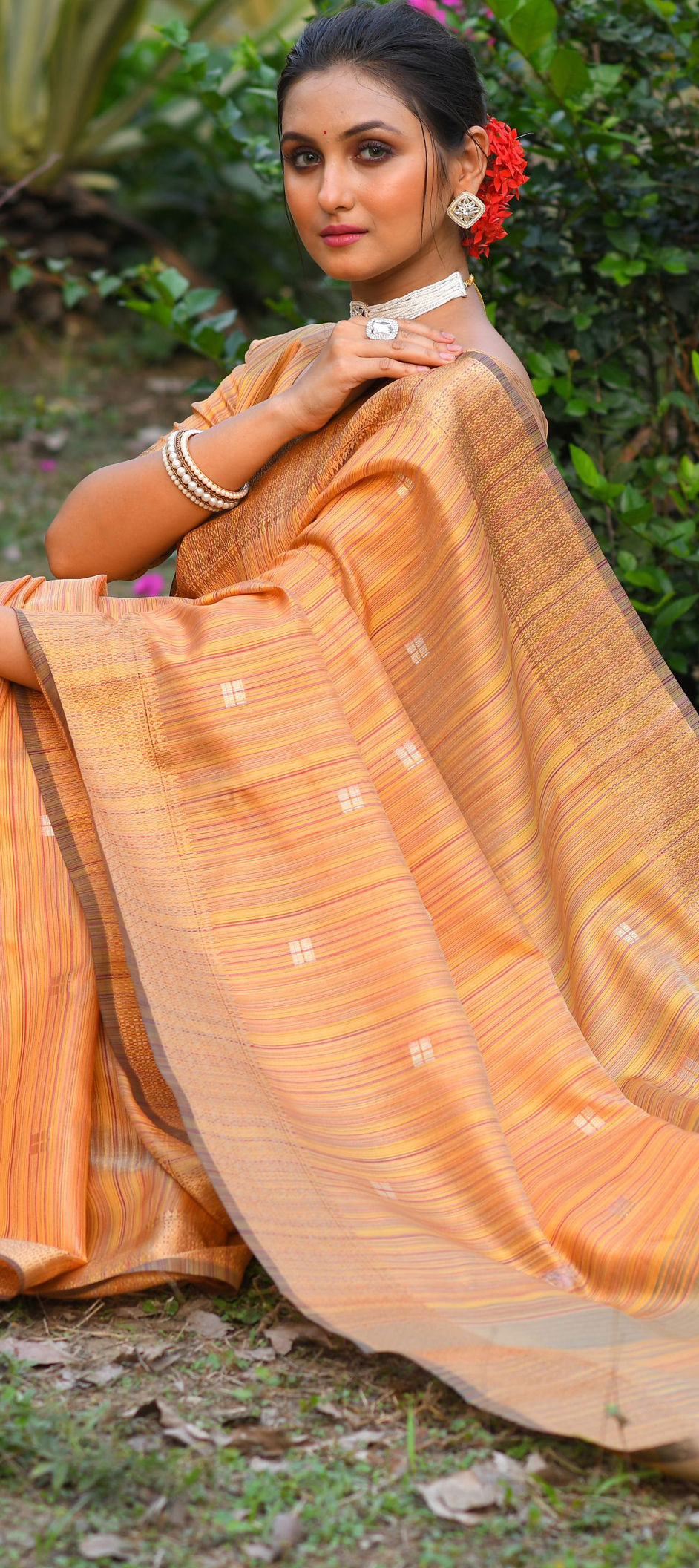 Party Wear, Traditional Orange color Art Silk, Silk fabric Saree : 1897800 Party Wear, Traditional Orange color Art Silk, Silk fabric Saree : 1897800