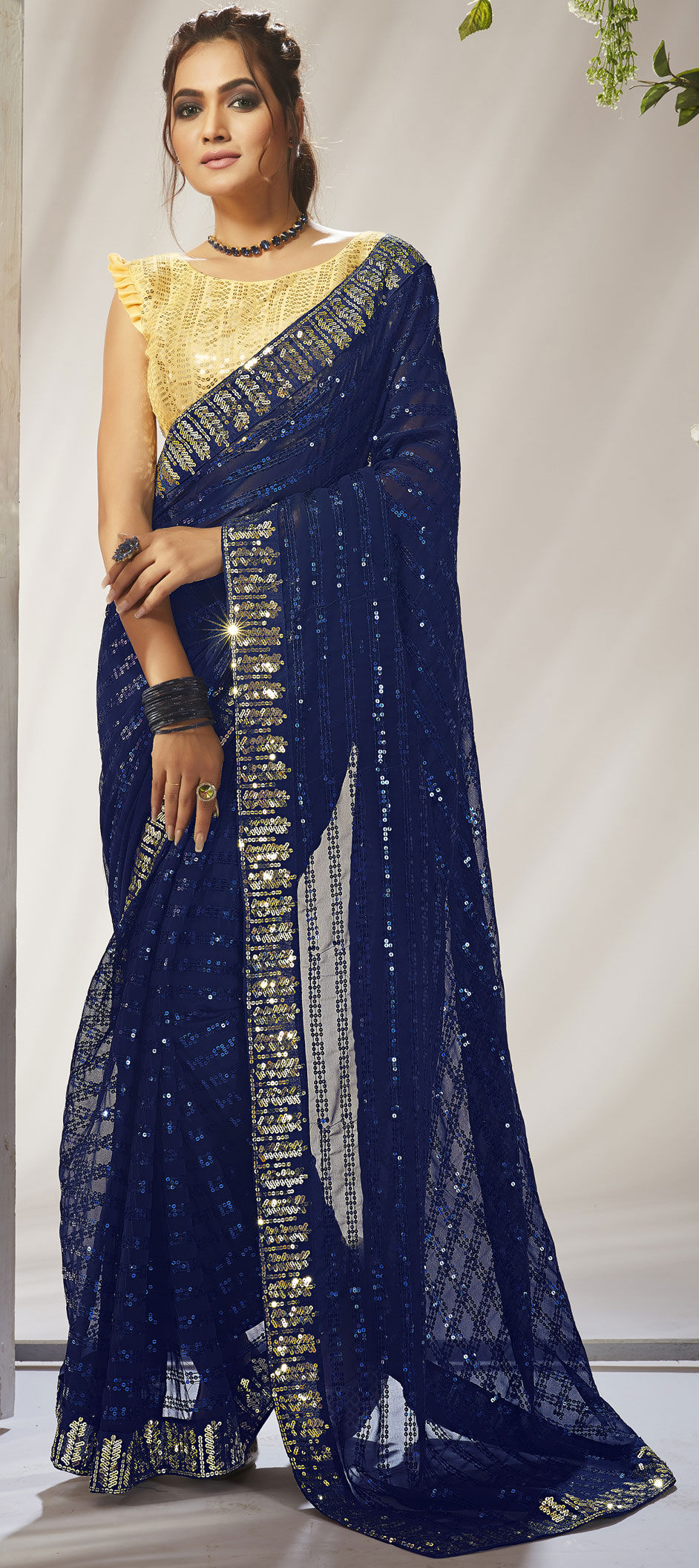 Festive, Party Wear, Reception Blue color Georgette fabric Saree : 1898885