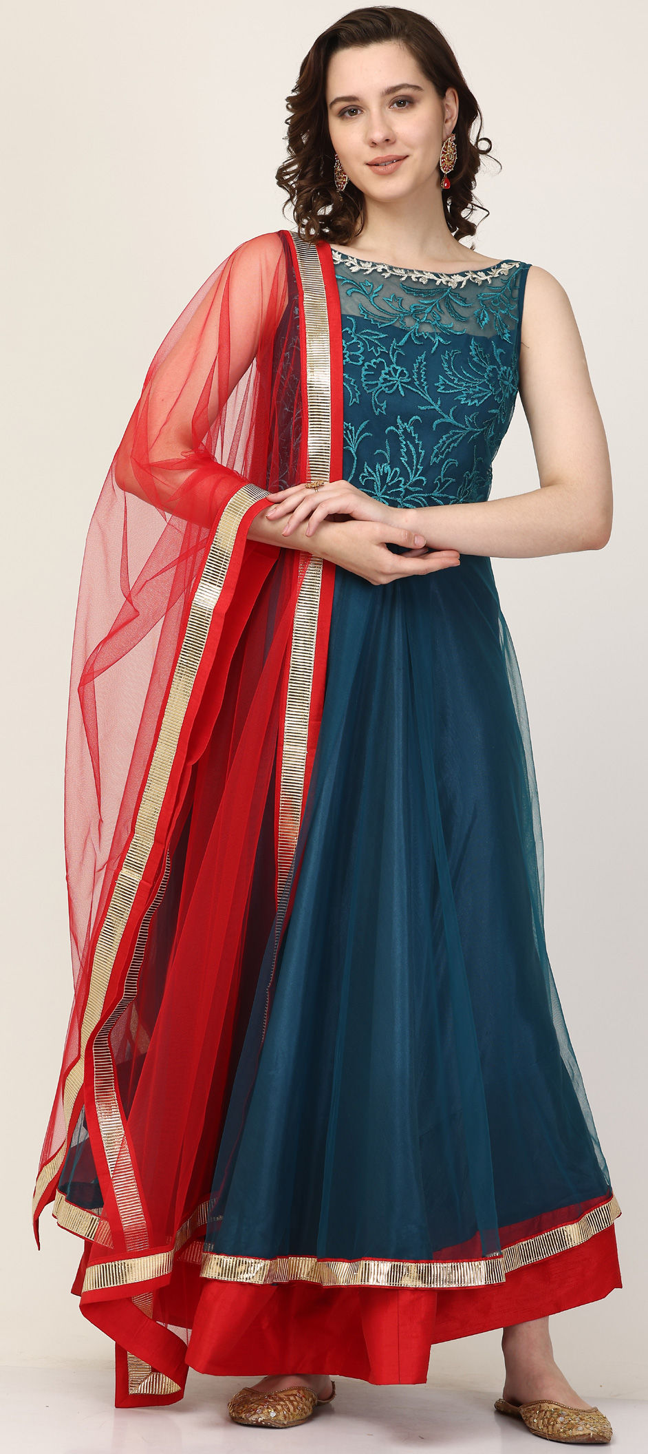Festive, Mehendi Sangeet, Party Wear Blue color Net fabric Salwar ...