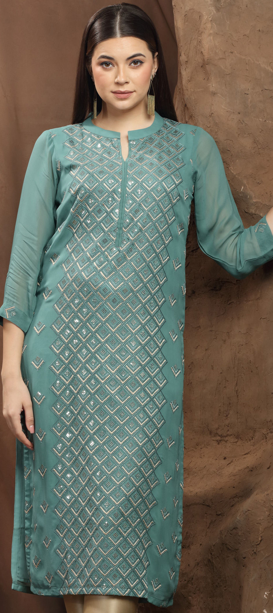 Party Wear Green color Georgette fabric Kurti : 1900363