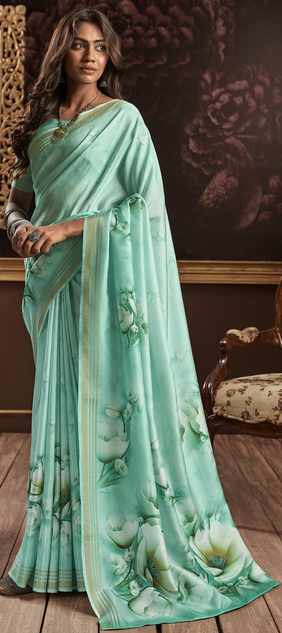 Party Wear, Traditional Blue color Handloom fabric Saree : 1902047