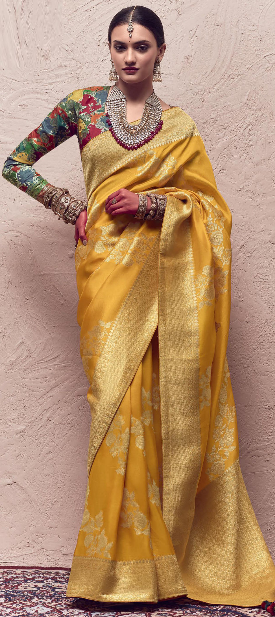 Traditional, Wedding Yellow color Crepe Silk, Silk fabric Saree : 1902095