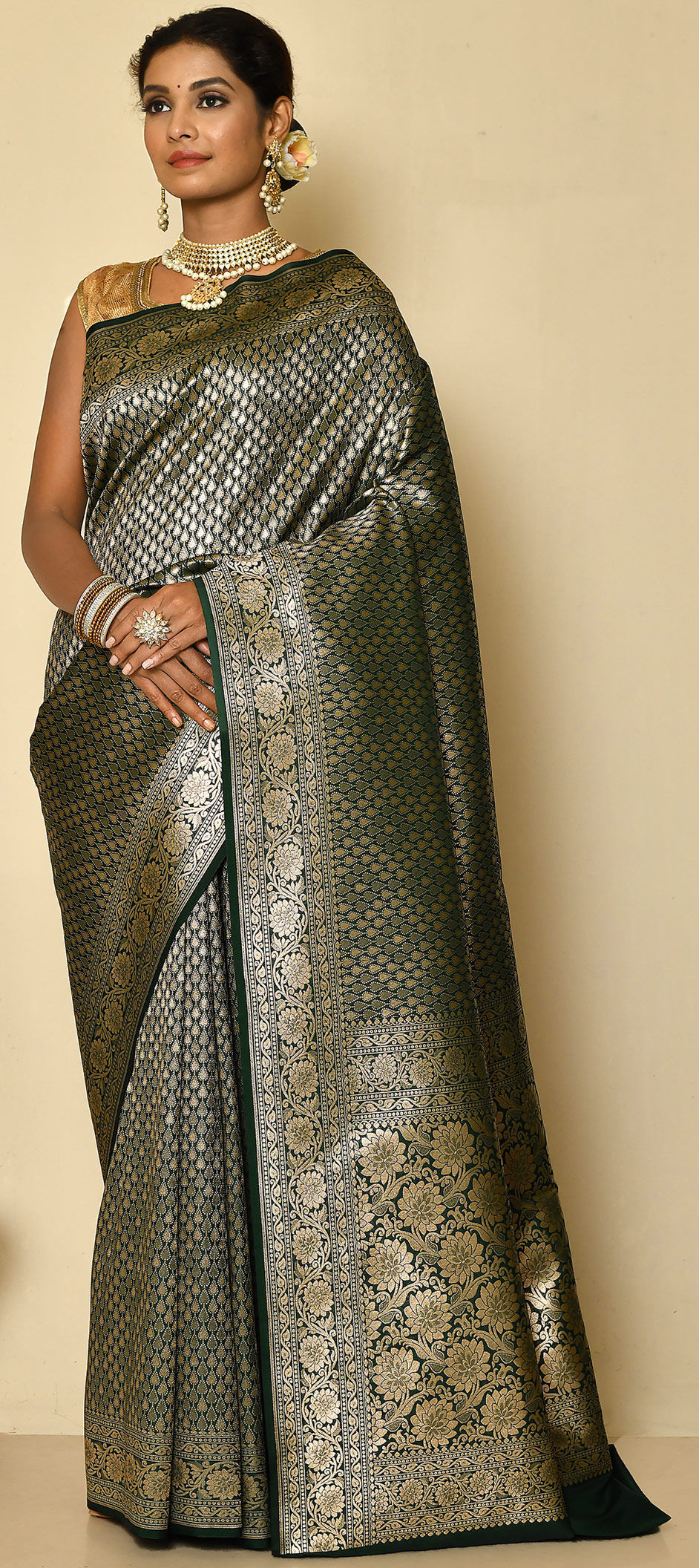 Bridal, Traditional, Wedding Green color Banarasi Silk, Silk fabric ...