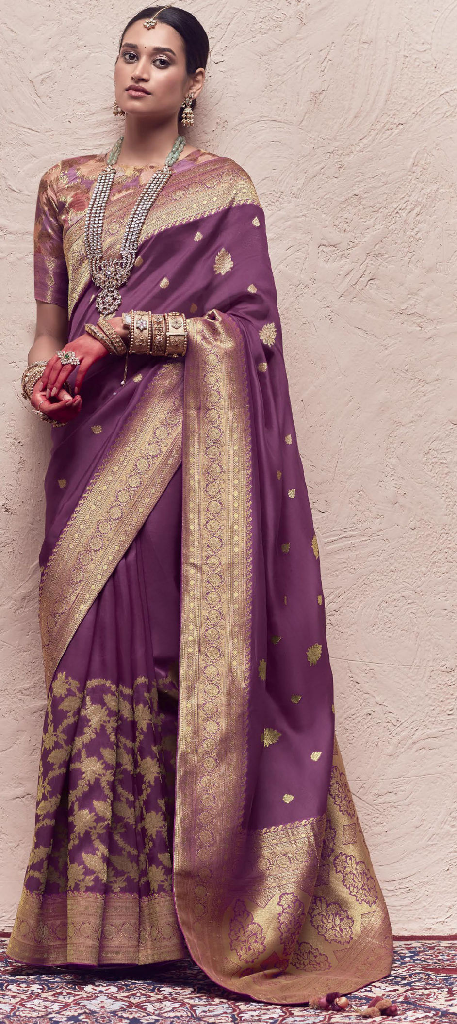 Traditional, Wedding Purple and Violet color Crepe Silk, Silk fabric ...