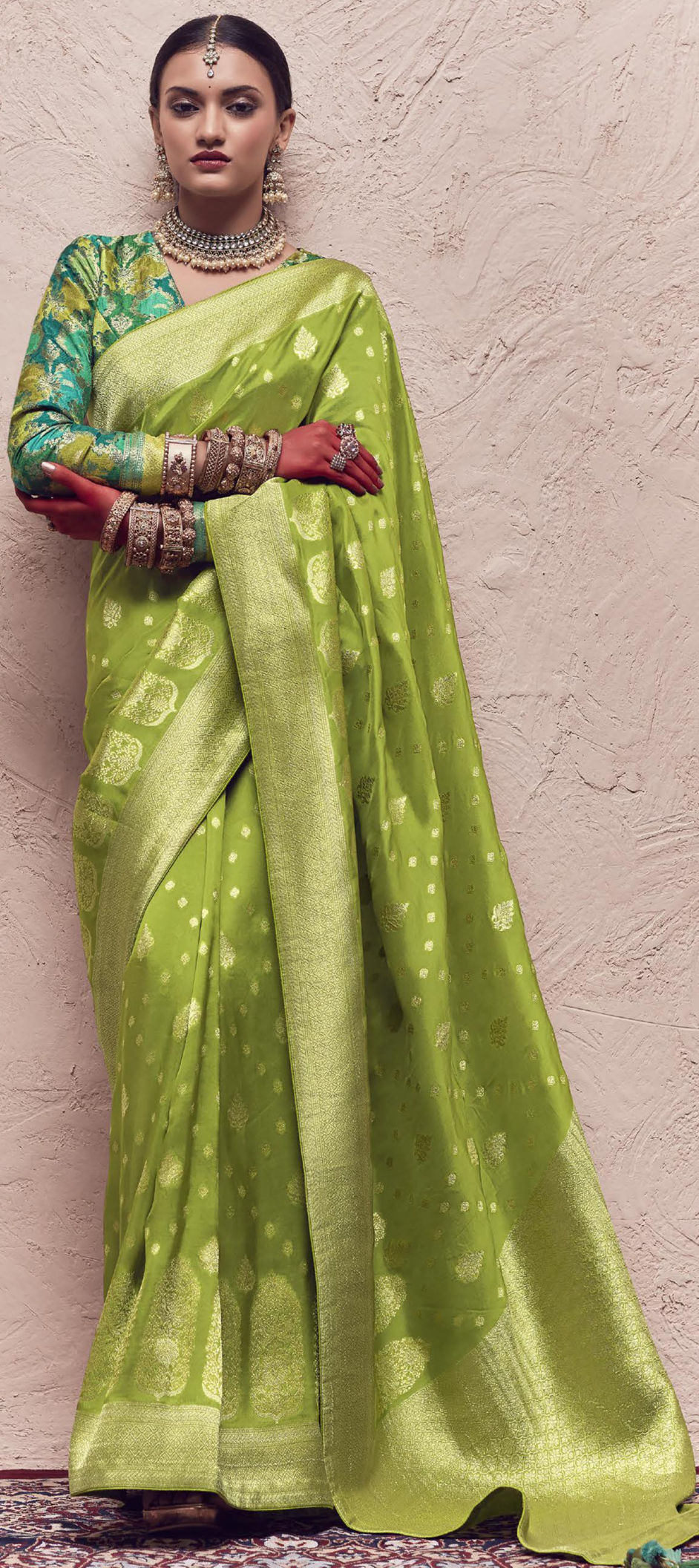Traditional, Wedding Green color Crepe Silk, Silk fabric Saree : 1902098