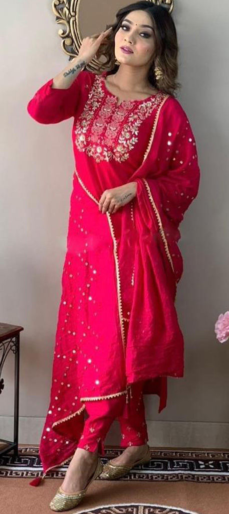 Festive, Party Wear Pink and Majenta color Rayon fabric Salwar Kameez ...
