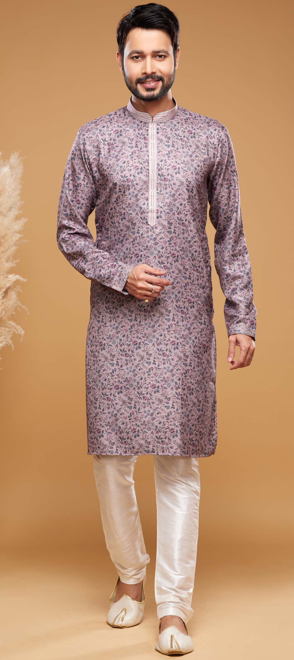 Party Wear Purple and Violet color Art Silk fabric Kurta Pyjamas : 1905620