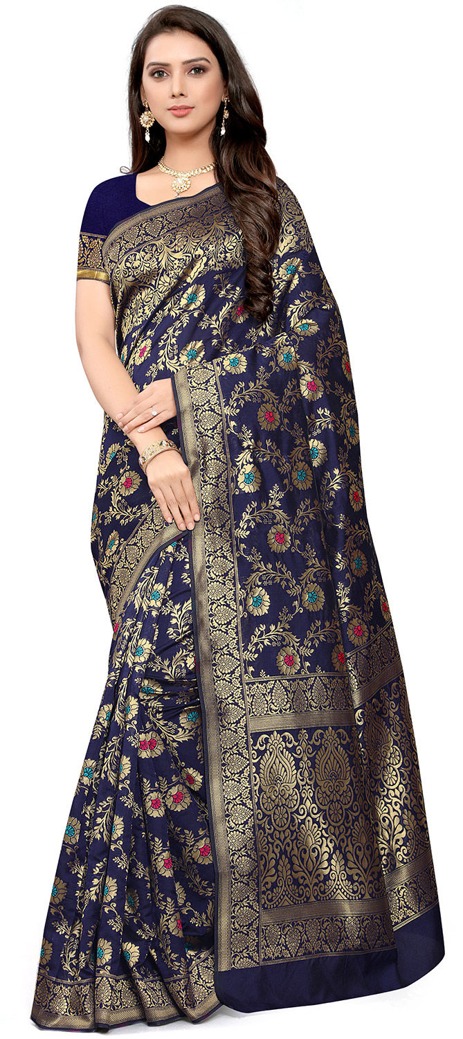 Festive, Traditional Blue color Blended fabric Saree : 1906114