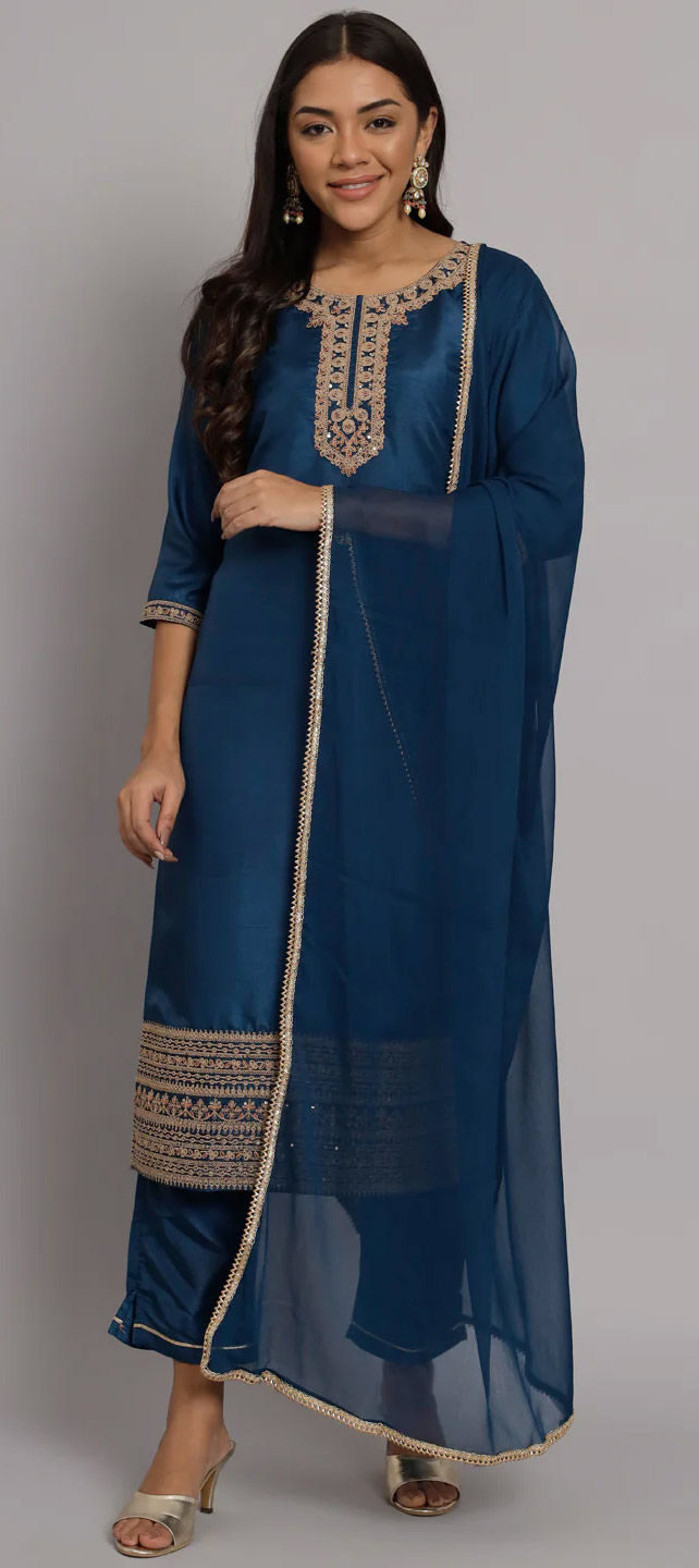 Festive, Party Wear Blue color Blended fabric Salwar Kameez : 1906722