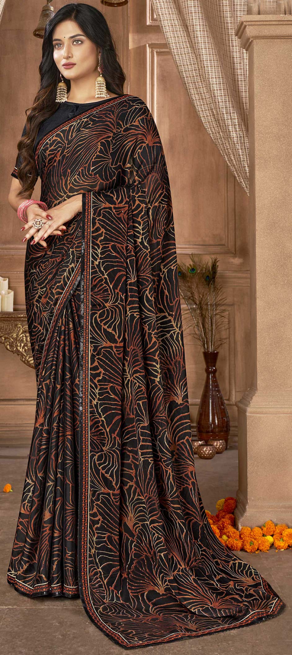Festive, Reception Multicolor color Georgette fabric Saree : 1907328
