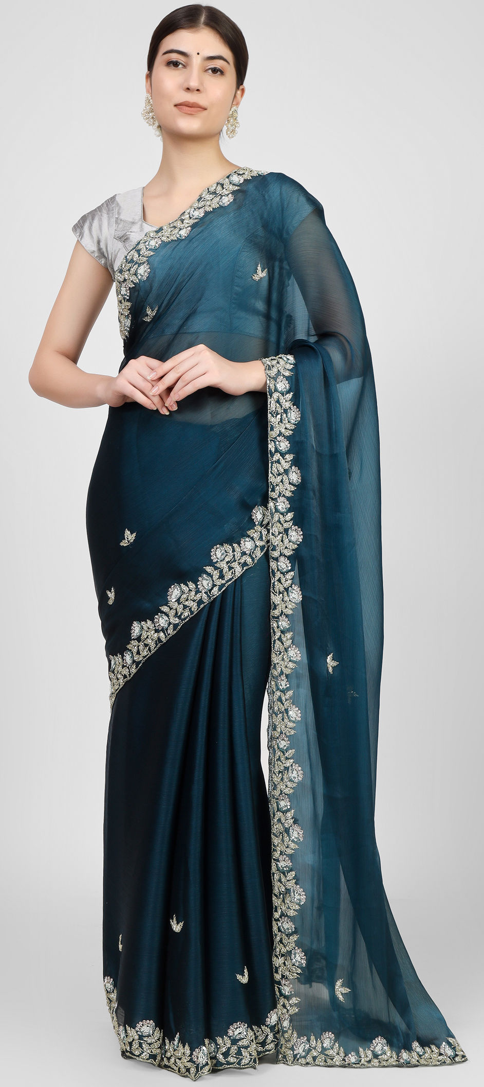 Reception, Traditional, Wedding Blue color Silk fabric Saree : 1907886