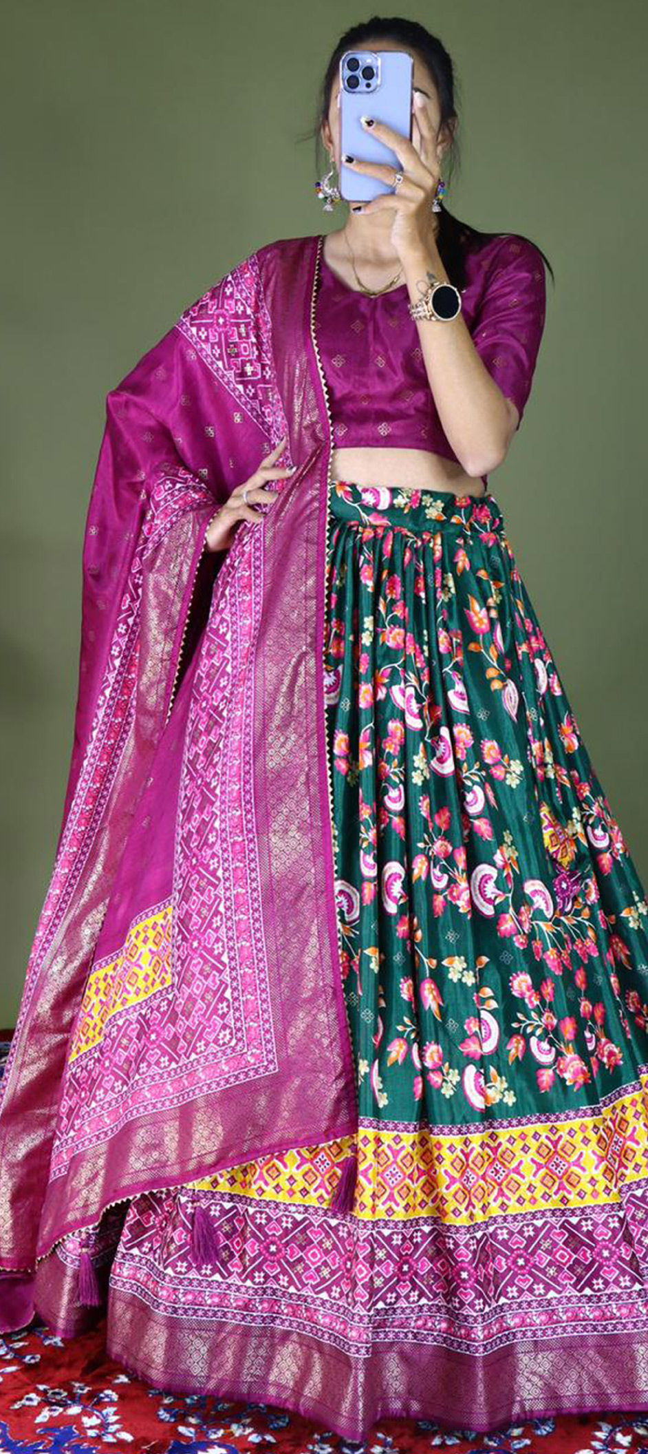Festive, Reception Green color Dolla Silk fabric Lehenga : 1908087