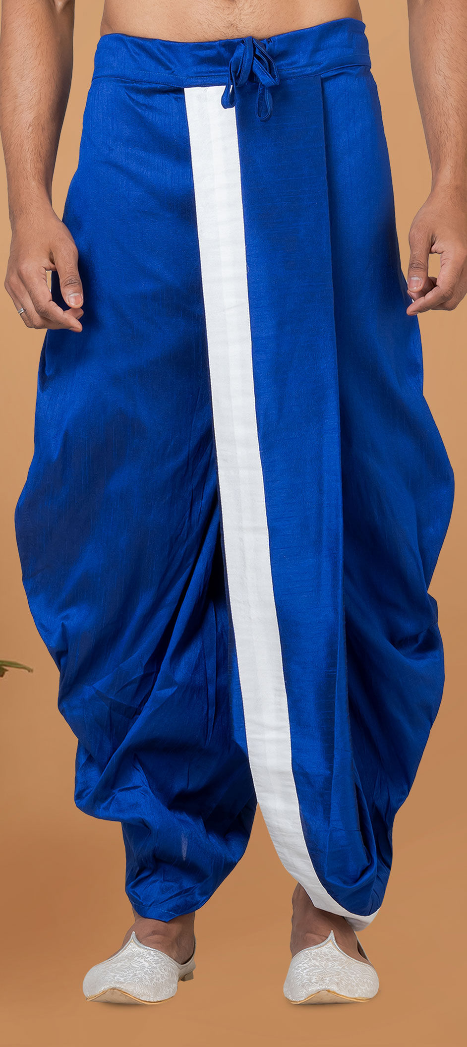 Festive Blue color Dupion Silk fabric Dhoti : 1908138