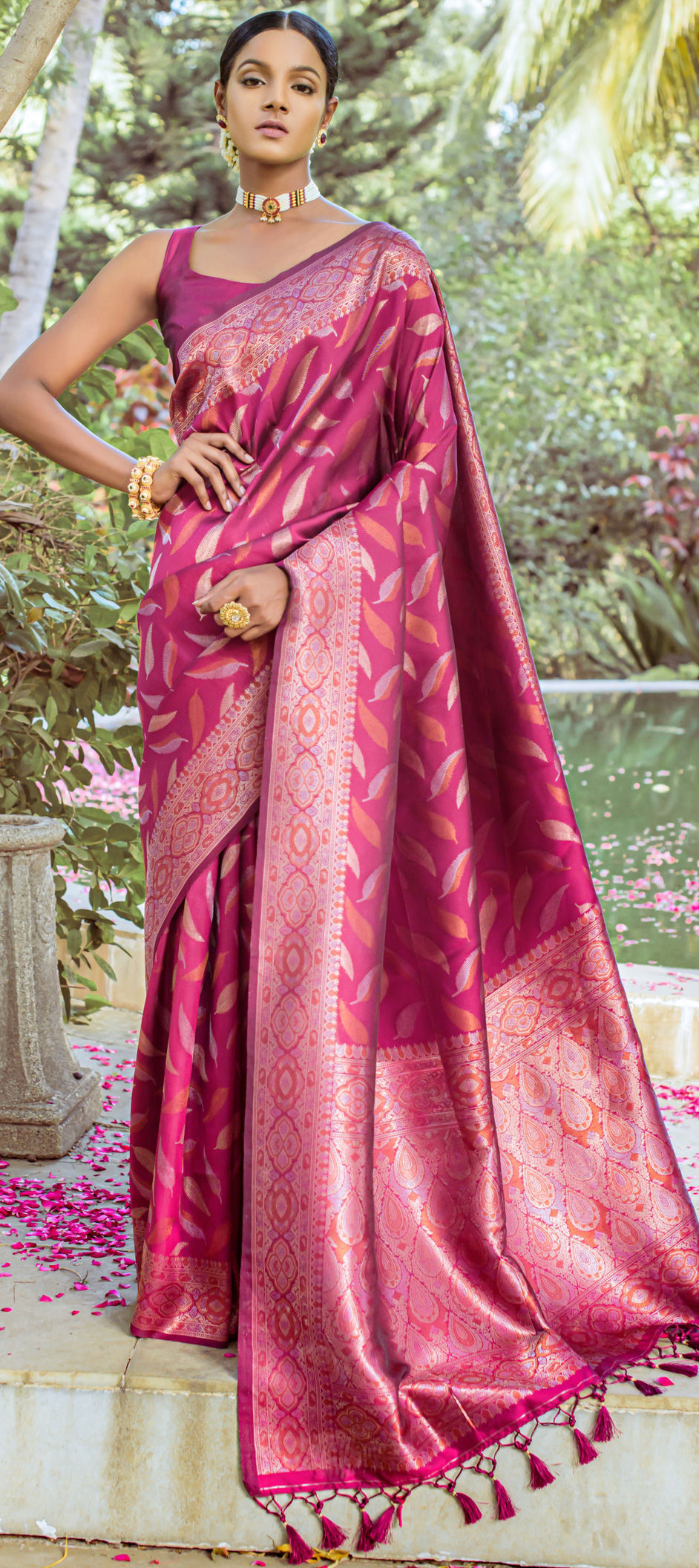 Traditional, Wedding Pink and Majenta color Silk fabric Saree : 1909134