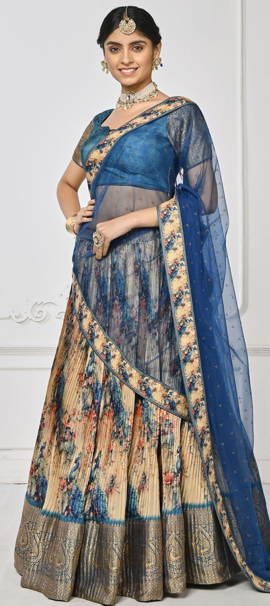 Mehendi Sangeet, Reception, Wedding Beige and Brown color Silk fabric ...