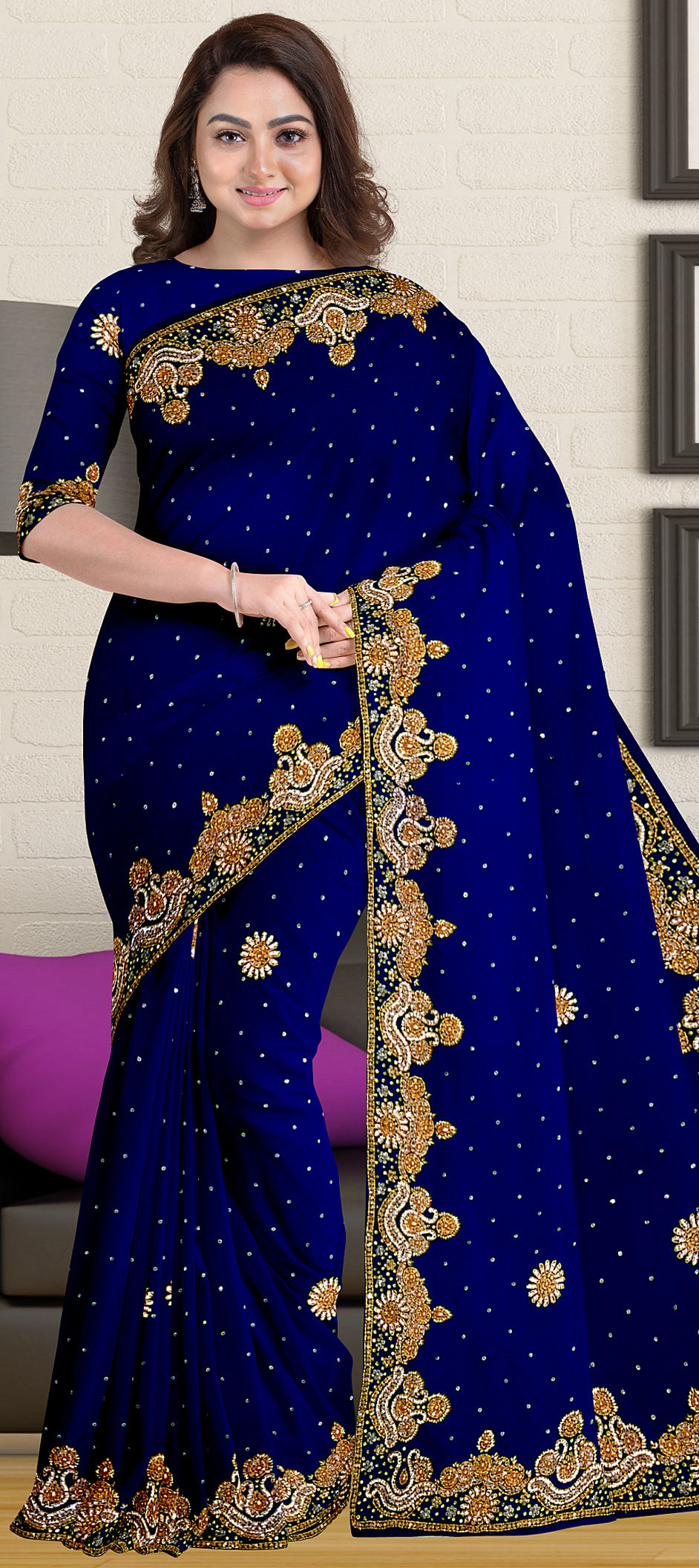 Bridal, Party Wear, Reception, Wedding Blue color Georgette fabric ...