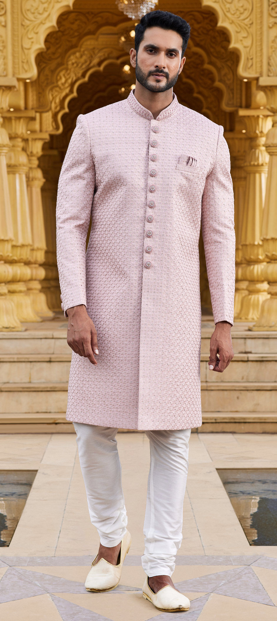 Party Wear, Reception, Wedding Purple and Violet color Art Silk fabric Sherwani : 1912084