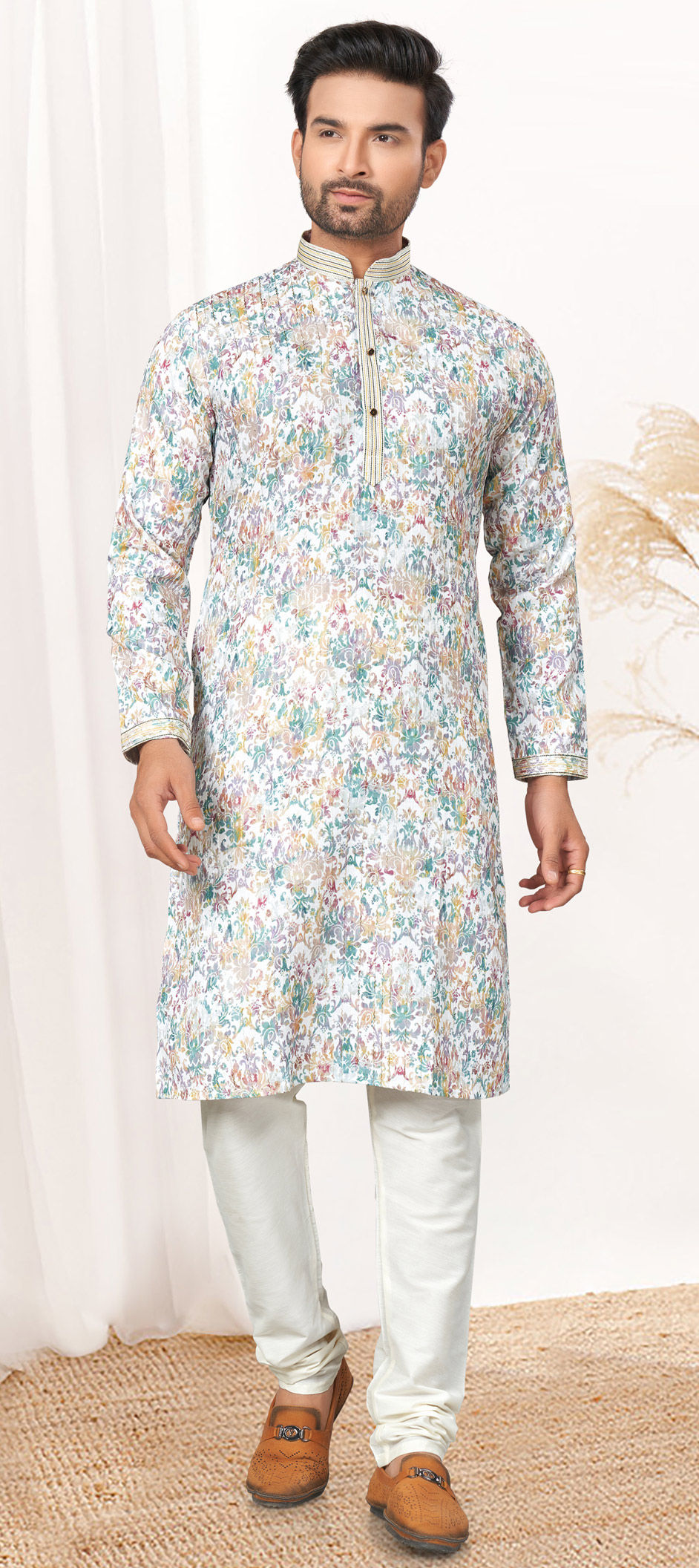Festive, Party Wear, Reception Multicolor color Cotton fabric Kurta ...