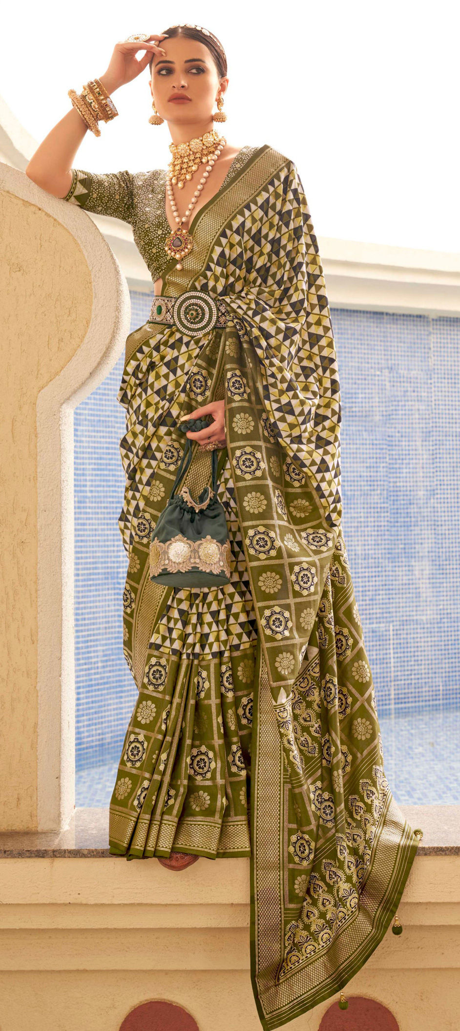 Festive, Traditional, Wedding Green color Silk fabric Saree : 1914063