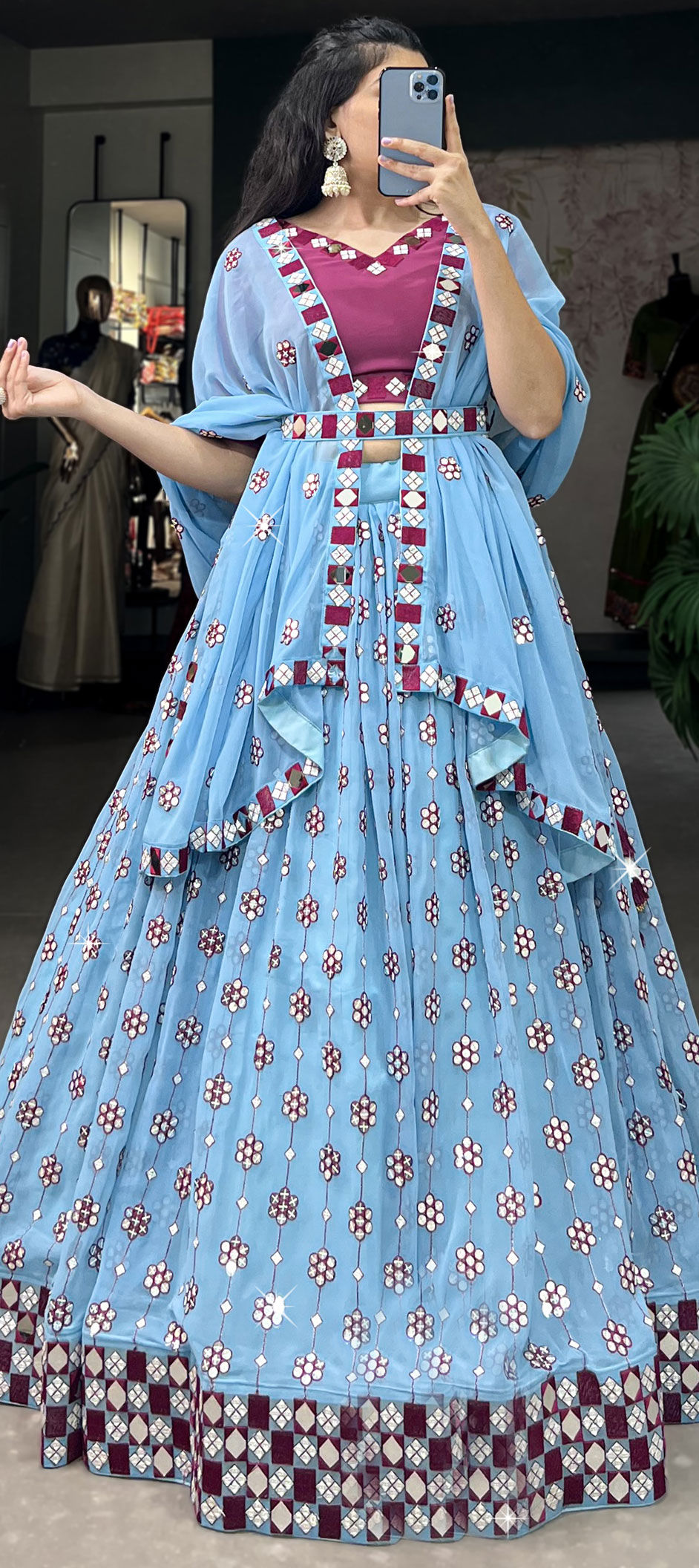 Festive, Reception, Wedding Yellow color Georgette fabric Long Lehenga ...