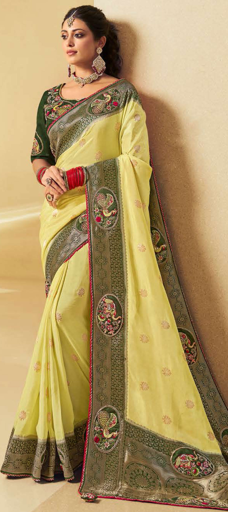 Bridal, Traditional, Wedding Yellow color Silk fabric Saree : 1914399