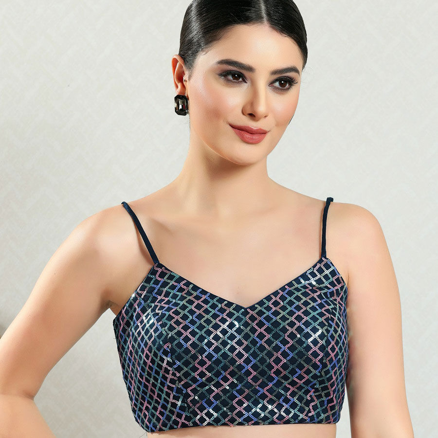 Party Wear, Wedding Blue color Brocade fabric Blouse : 1915093