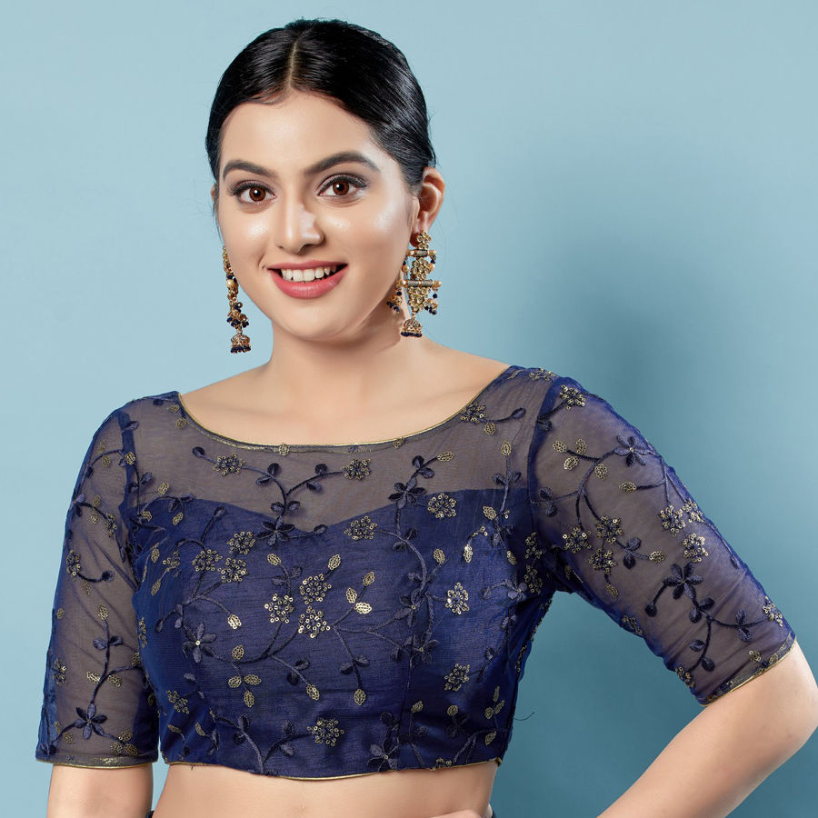 Party Wear, Wedding Blue color Silk fabric Blouse : 1915146