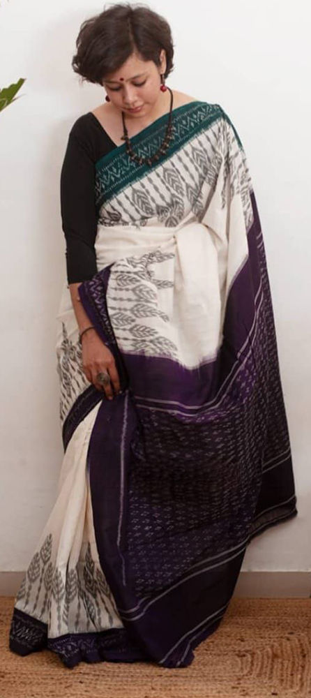 Casual, Traditional White and Off White color Linen fabric Saree : 1920165