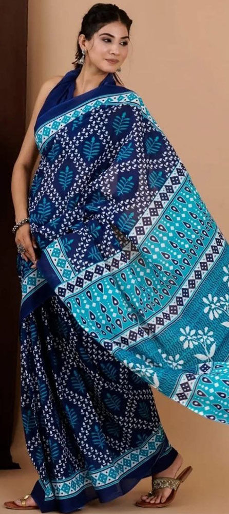 Festive, Traditional Blue color Cotton fabric Saree : 1920499
