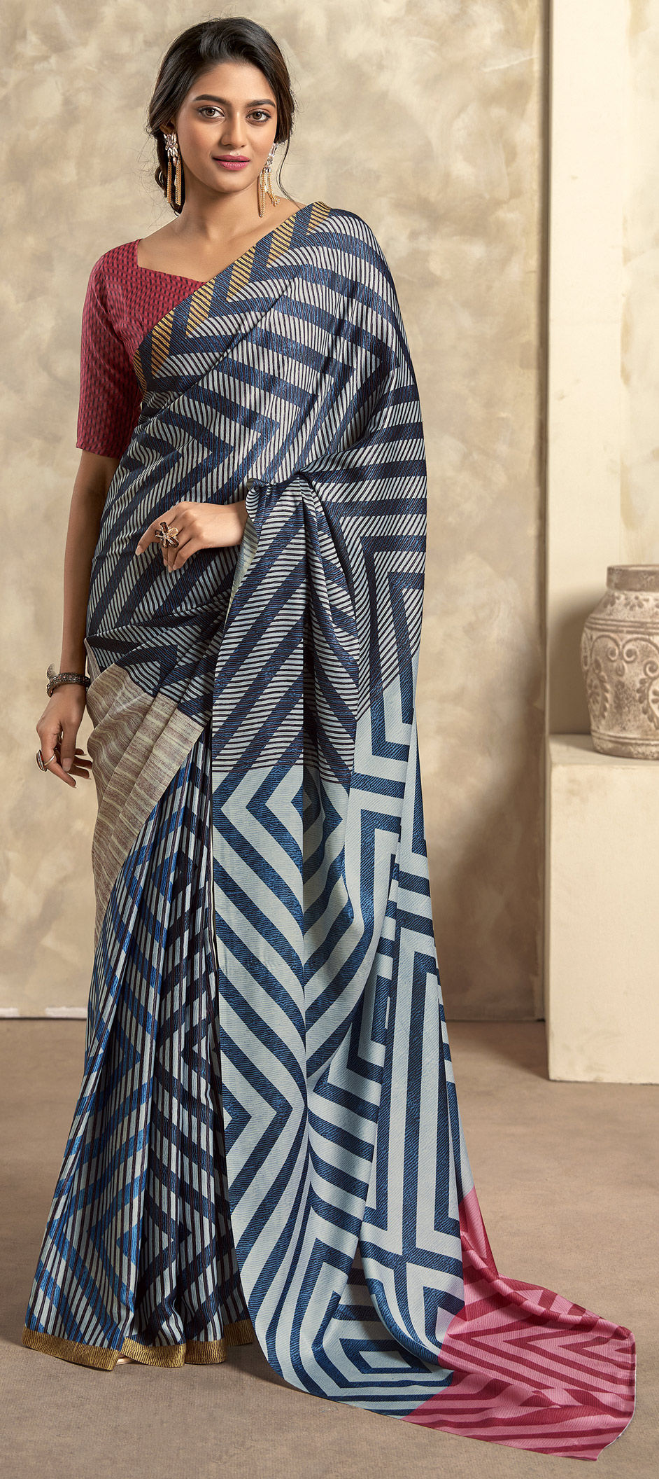 Festive, Traditional Multicolor color Satin Silk fabric Saree : 1920853