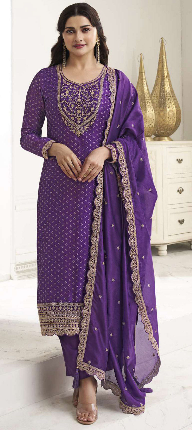 Festive, Party Wear Purple and Violet color Georgette fabric Salwar ...