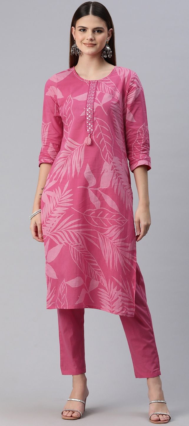 Party Wear, Summer Pink and Majenta color Cotton fabric Salwar Kameez ...