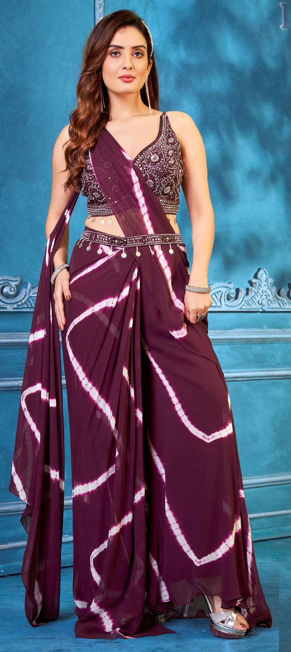 Designer, Festive, Reception, Wedding Red and Maroon color Silk fabric ...