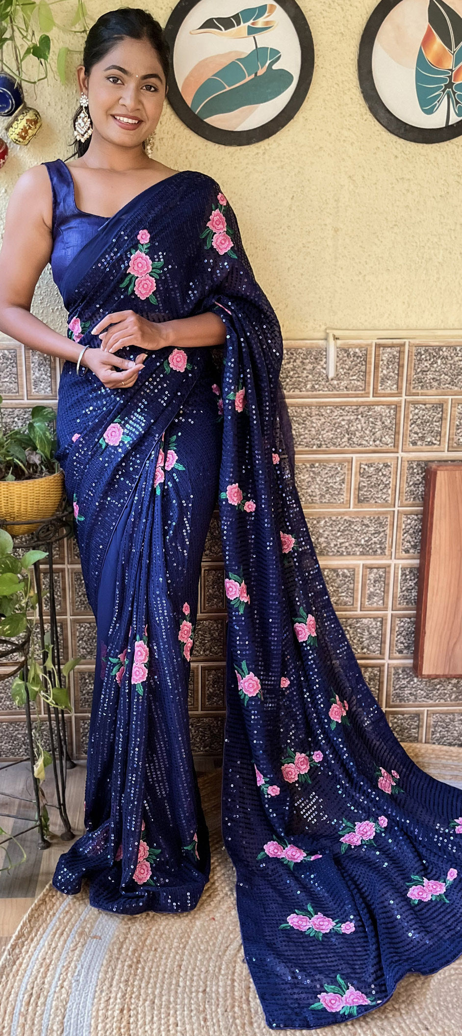 Festive, Party Wear, Reception Blue color Georgette fabric Saree : 1924521