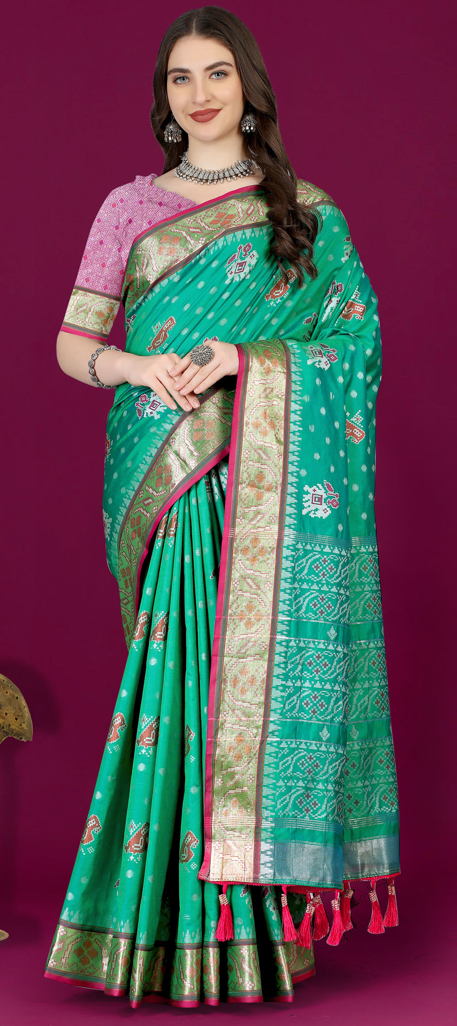 Traditional, Wedding Green color Patola Silk fabric Saree : 1925139