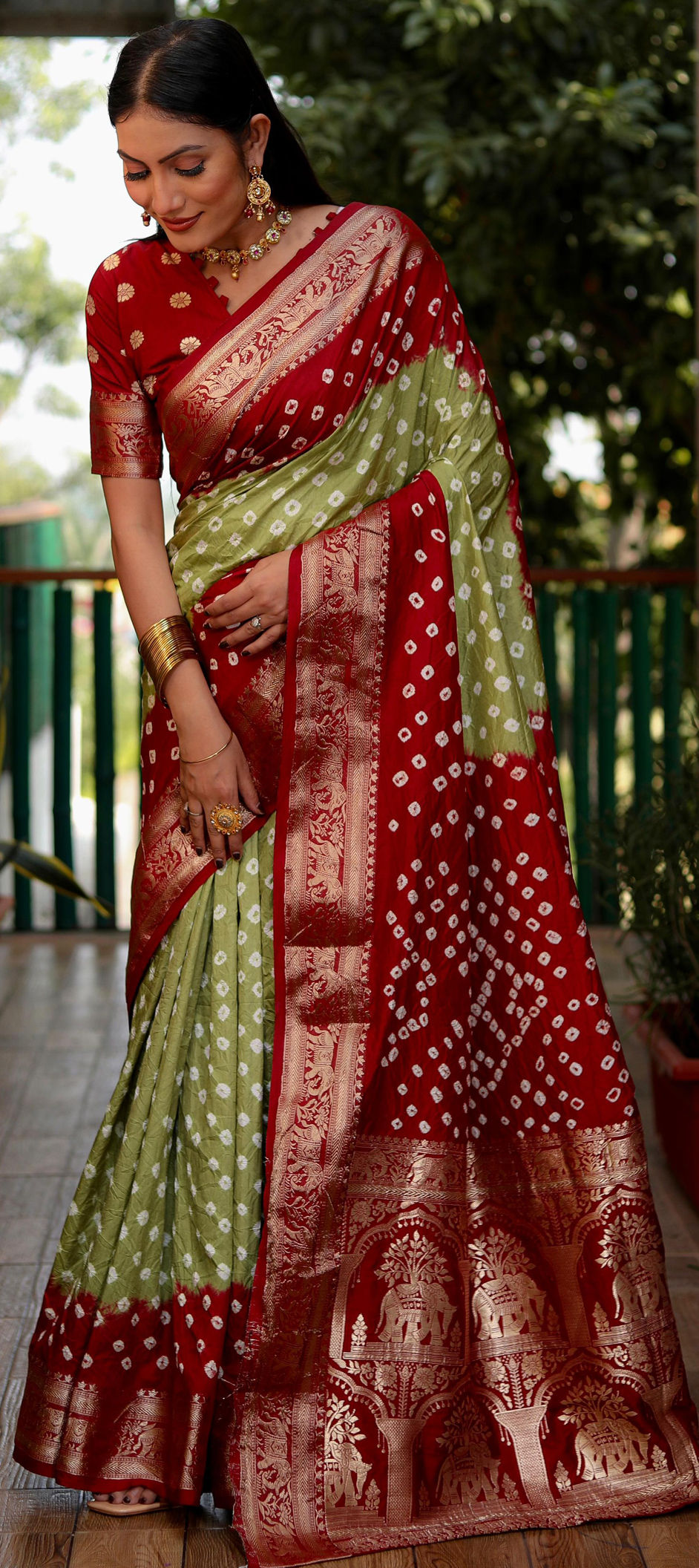 Festive, Traditional, Wedding Green color Silk fabric Saree : 1925549