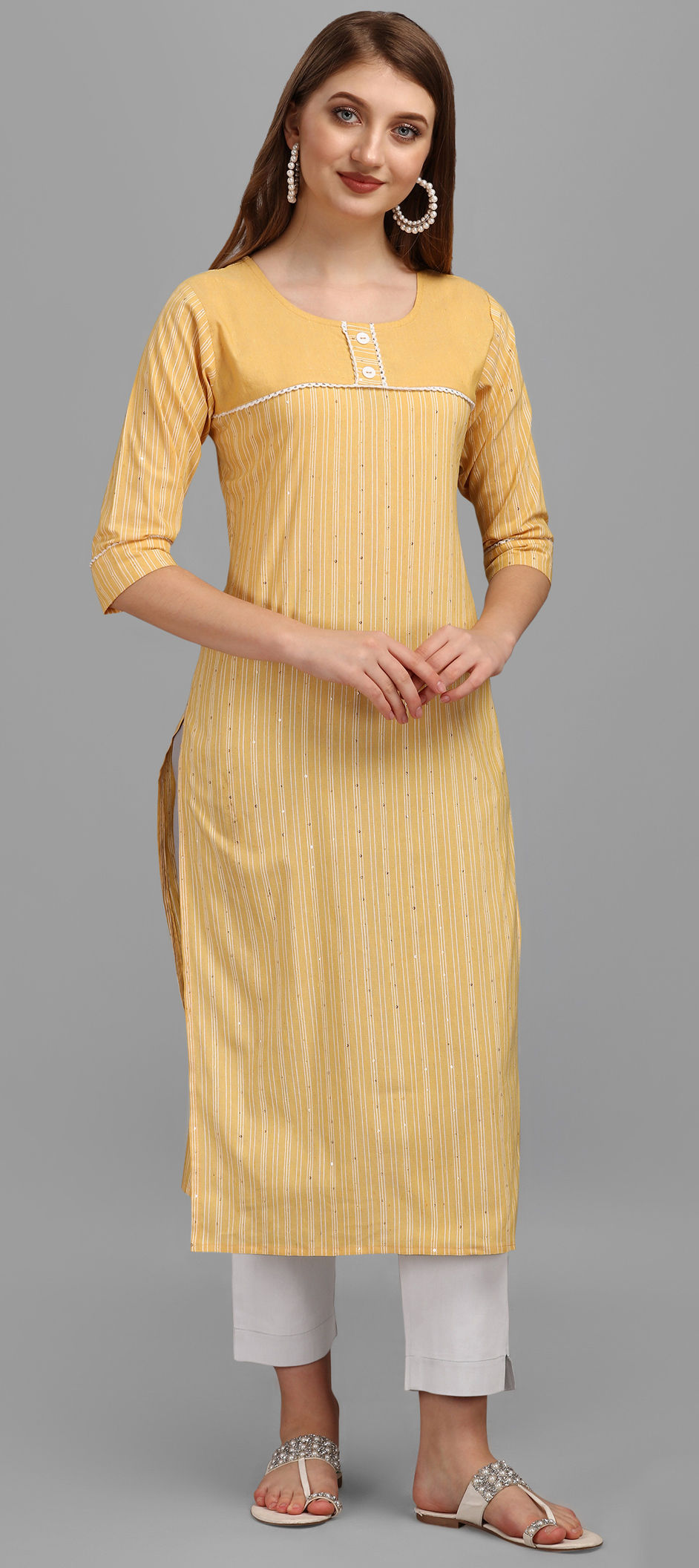 Casual Yellow color Cotton fabric Kurti : 1926927